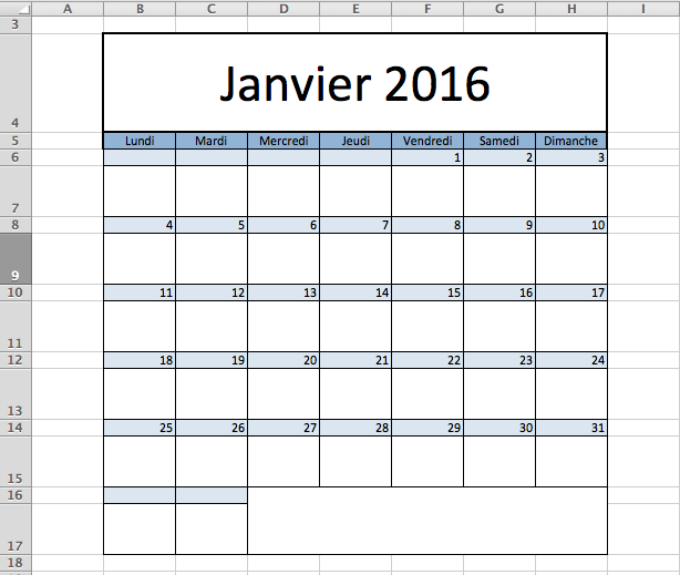 Créer un calendrier avec Excel - MSI COMPUTER